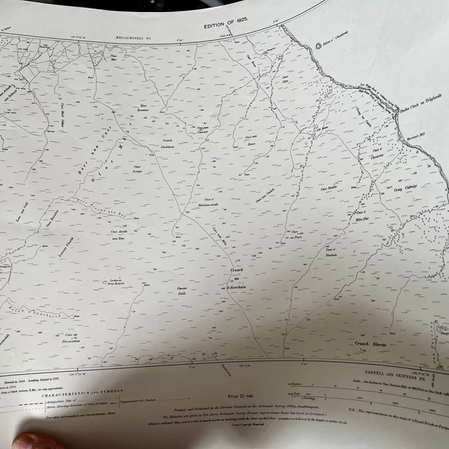 VINTAGE SURVEYOR TOWN Map Plan 1925 Argyllshire SCOTLAND Kilcalmonell ...