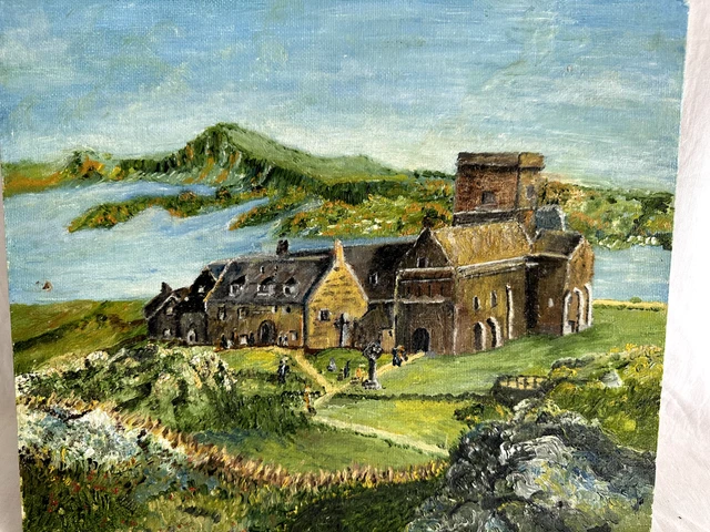 ORIGINAL OIL ON board Iona Abbey, S.W. coast of Mull, Scotland, by D ...