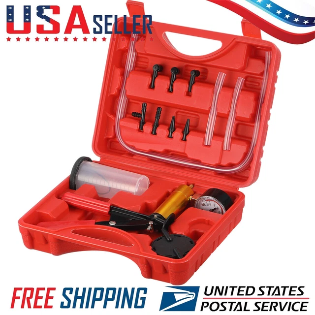 HAND HELD VACUUM Pressure Pump Tester Set Brake Fluid Bleeder Bleeding ...