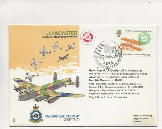 RAF COMM/FDC - The Lancaster - RAF Stafford Open Day - 1975 (RAF104) £0 ...