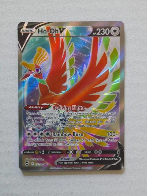 POKÉMON TCG HO-OH V (Full Art) Silver Tempest 187/195 Holo Ultra Rare ...