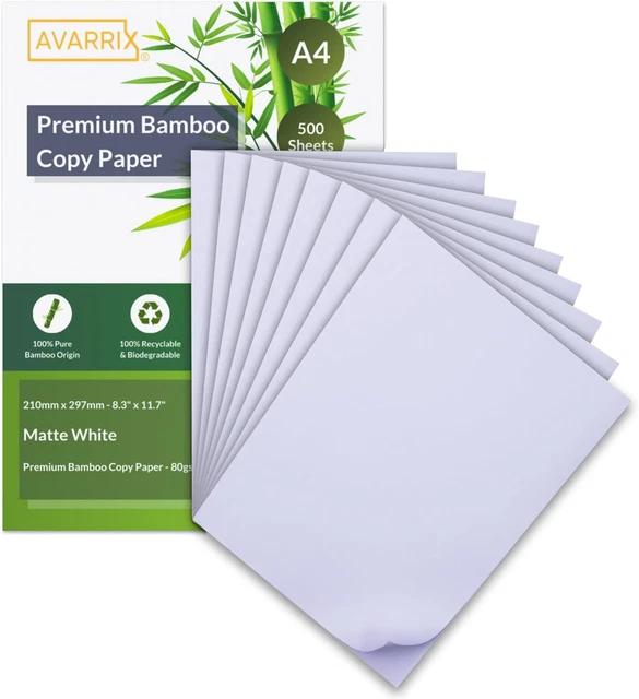 AUSTRALIA BAMBOO COPY Paper A4, 500 Sheets, 1 Ream, 80 GSM, Matte White ...