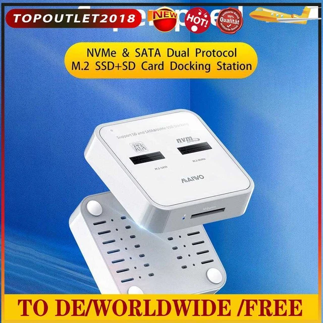 MAIWO K3016SD M.2 SATA/NVMe SSD Adapter Docking Dual Bay 10Gbps SD Card ...
