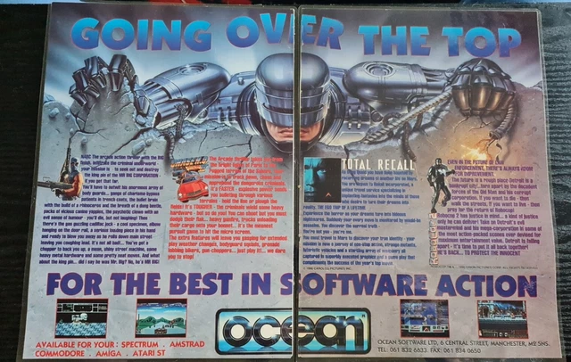 LAMINATED ROBOCOP OCEAN Rare Amiga Atari St Advert Game Poster Art 8 ...