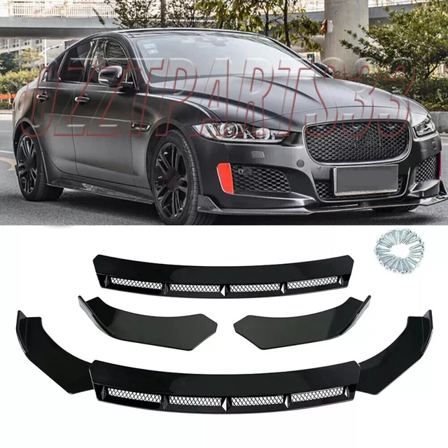 GLOSS BLACK FRONT Bumper Lip Spoiler Splitter Mesh Style For Jaguar XE ...