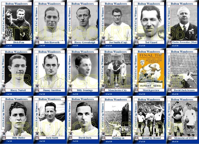 BOLTON WANDERERS 1926 FA Cup final winners football trading cards EUR 8 ...