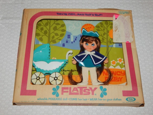 VINTAGE 1973 IDEAL "NANCY" FLATSY Doll ~ Poseable Doll Playset w ...