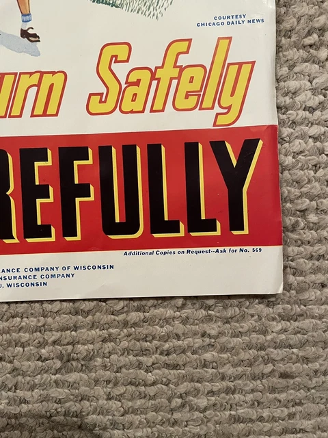 ORIGINAL WWII ERA School Safety Poster Drive Carefully 16.25x21.5” £61. ...