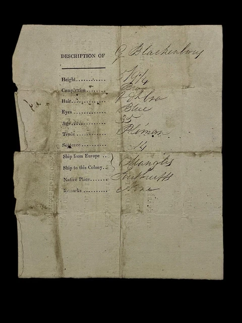 RARE - CONVICT Tasmanian Remain pass 1835 George Blackenbury $850.00 ...