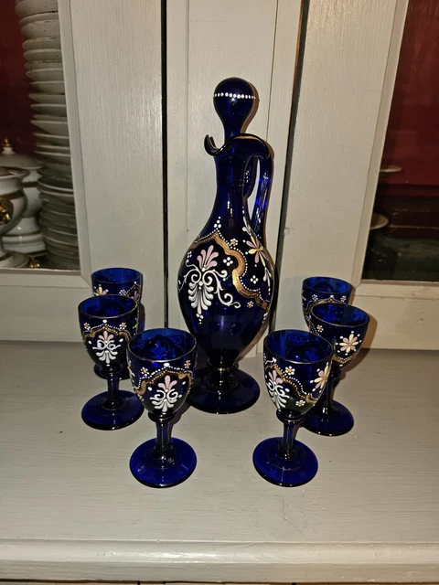 SERVICE À LIQUEUR ,époque art nouveau, verre émaillé , décors peint à la main. EUR 75,00 ...
