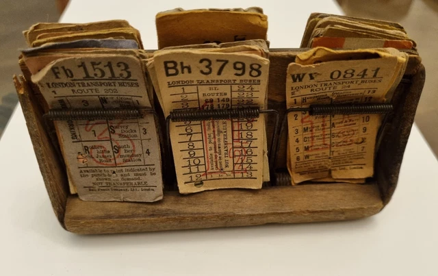 WOODEN BUS TRAM conductor mousetrap ticket rack London toy advert ...