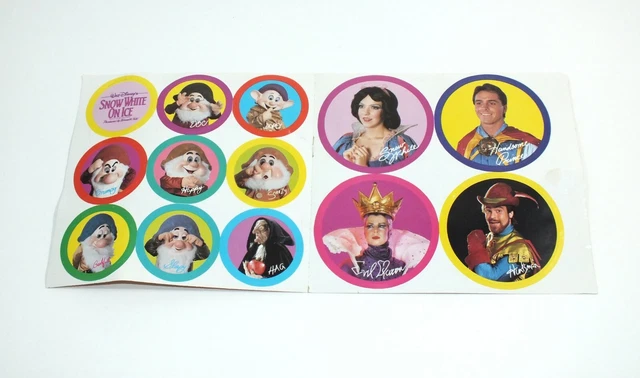 VINTAGE DISNEY SNOW White and the Seven Dwarfs on Ice Cast Stickers ...