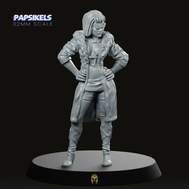 MINERVA FEMALE CYBERPUNK Miniature Necromunda Stargrave Papsikels ...