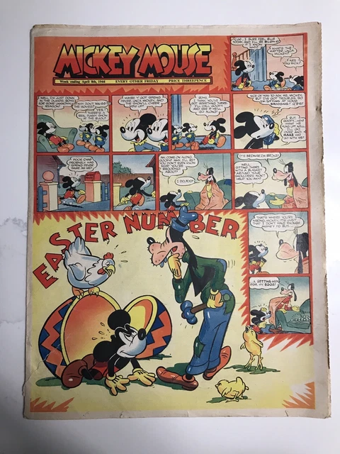 MICKEY MOUSE WEEKLY April 8 1944 Rare Newspaper Comic WWII Disney ...