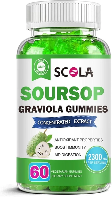 ORGANIC SOURSOP LEAVES Extract 2,300mg Soursop Graviola Gummies ...