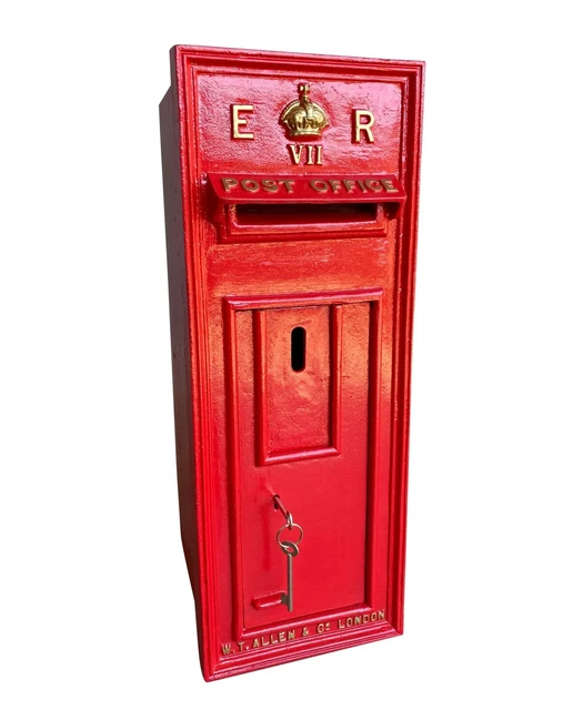 ORIGINAL ANTIQUE EDWARD 7th Wall Mounted Cast Iron Post Box - Red ...