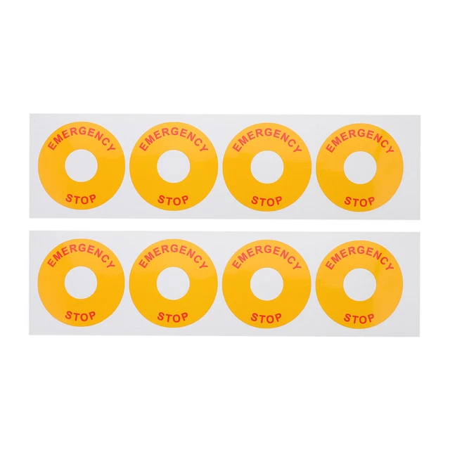 WARNING DECALS FOR Push Button Switch: Set of 8 Emergency Stop Stickers ...