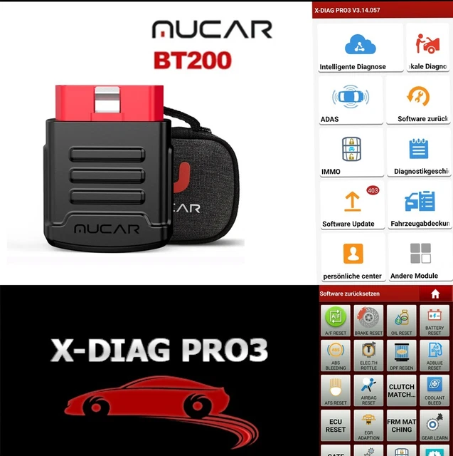 DIAGZONE MUCAR BT200 avec X-DIAG Pro 3 comme poireau x431 EUR 151,00 ...