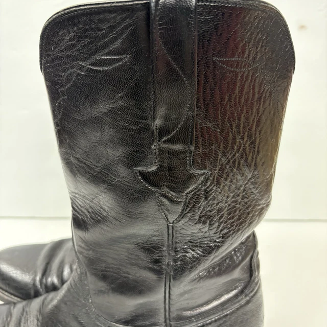 VINTAGE LUCCHESE BLACK Smooth Ostrich Leather Cowboy Boots Men’s size ...
