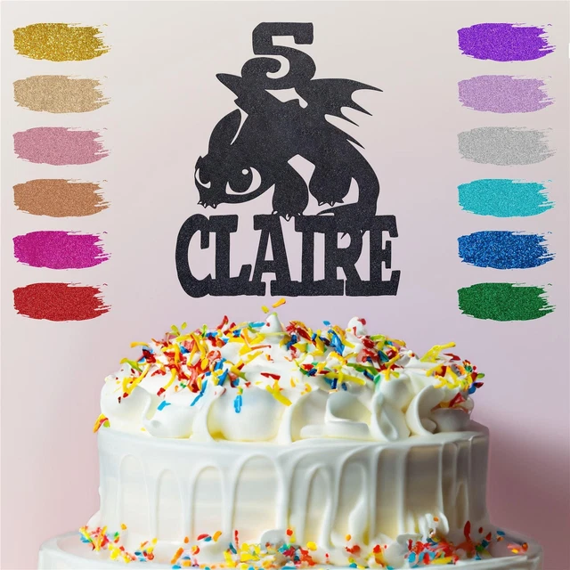 PERSONALISED HOW TO Train Your Dragon Toothless Cake Glitter Topper ...