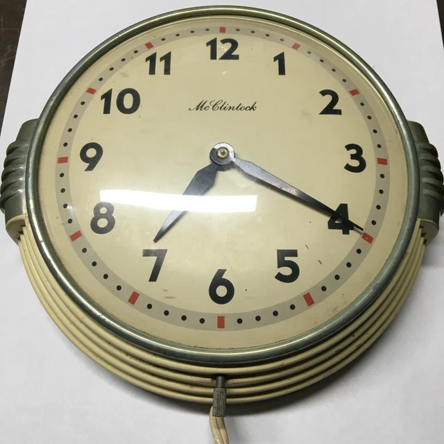 VINTAGE 1930'S ART Deco O.B. McClintock Electric Wall Clock Model ...
