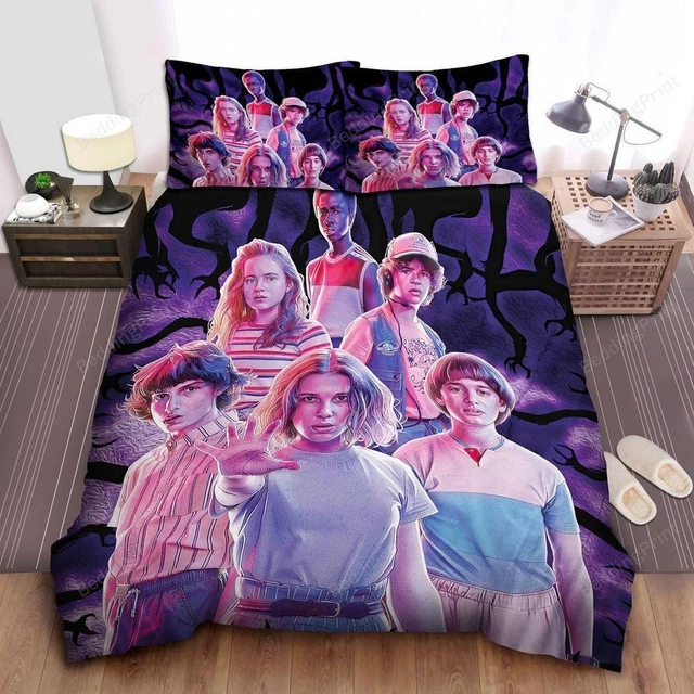STRANGER THINGS HAWKINS Kids Facing Dangerous Creatures Quilt Duvet ...