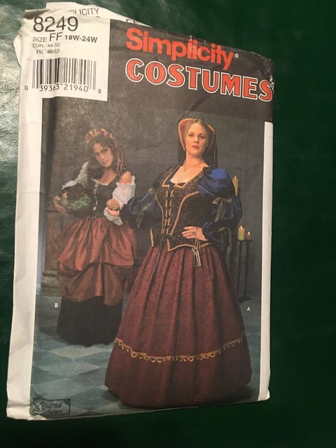 VINTAGE SIMPLICITY 8249 “Renaissance Woman” Costume Sewing Pattern Sz ...