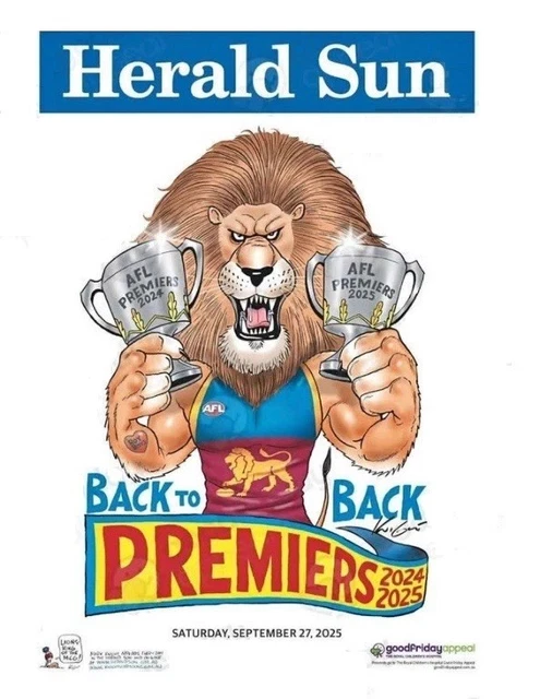 2025 AFL PREMIERS Brisbane Lions Grand Final Premiership Weg Mark ...