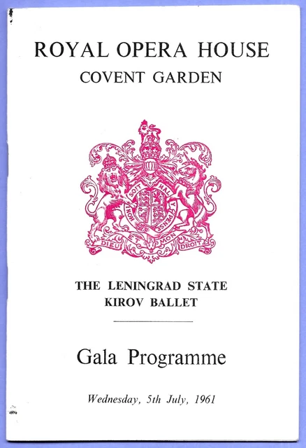 ROYAL OPERA HOUSE Covent Garden Programme Leningrad State Kirov Ballet ...