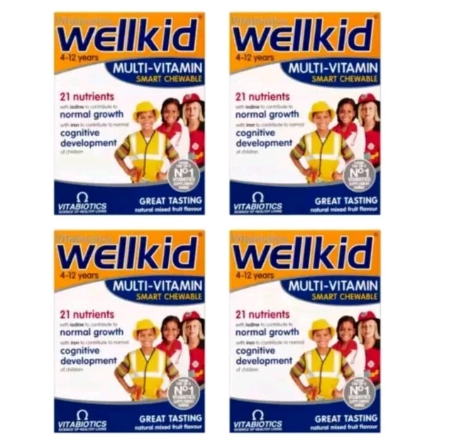4X VITABIOTICS WELLKID Multi-Vitamin Smart Chewable 30-Tablets - 4 to ...