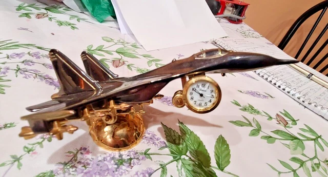 RARE VINTAGE XANAZU Fighter Jet Desk Clock MIG-29 Quartz Japan Movement ...