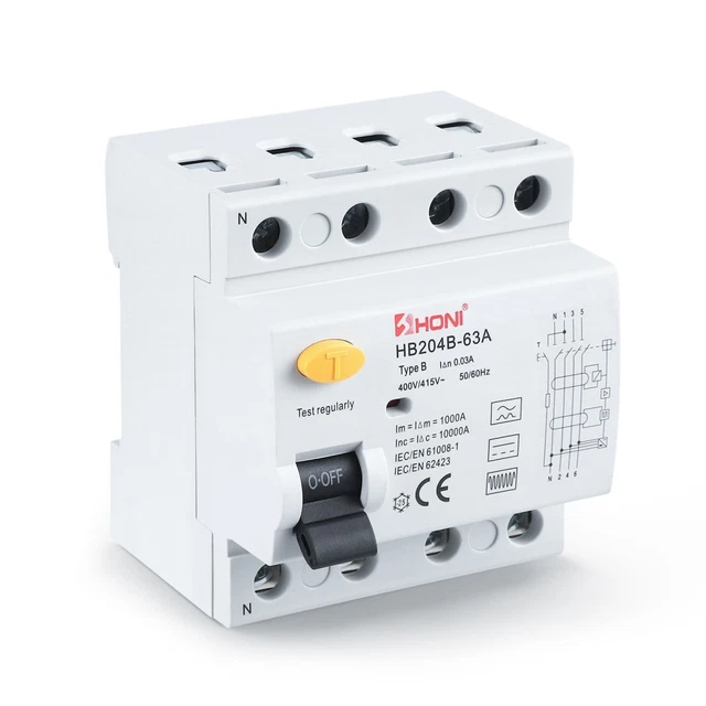 FI FEHLERSTROMSCHUTZSCHALTER RCD Typ B 63A 4-polig Wallbox E-Auto ...