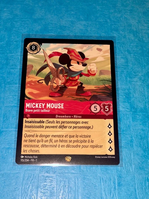 CARTE DISNEY LORCANA Mickey Mouse - Légendaire 115/204 - Chapitre 1 FR ...