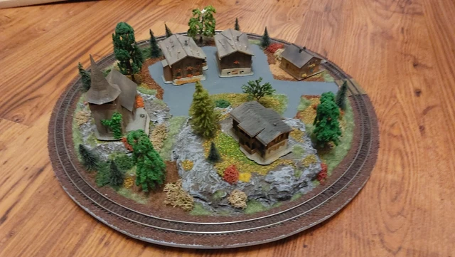 SPUR N DIORAMA Mini Eisenbahnanlage rund 48cm Durchmesser EUR 57,99 ...