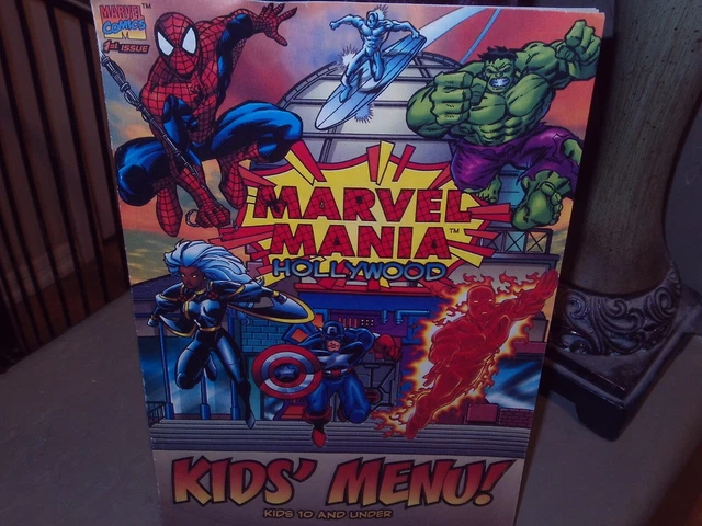 VINTAGE MARVEL MANIA Hollywood Restaurant Kids Menu Universal Studios ...