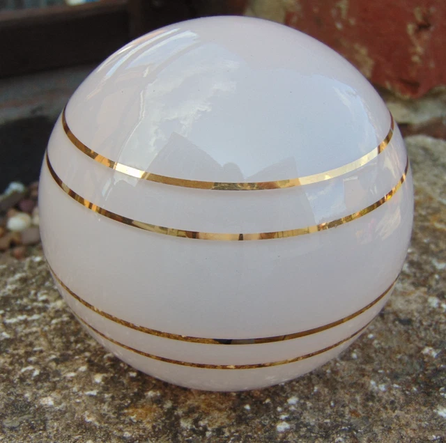 VINTAGE ART DECO French Spherical Globe Frosted & Gold Banded Glass ...