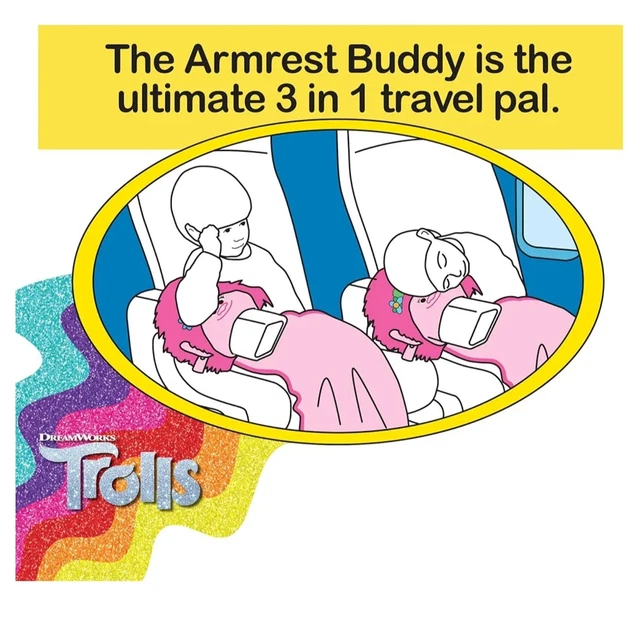 DREAMWORKS TROLLS POPPY Armrest Travel Buddy Pillow 11x9" - Blanket Not ...