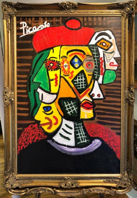 OLD MASTER PICASSO LARGE CANVAS OIL PAINTING 20th CENTURY GOLD GILT ...