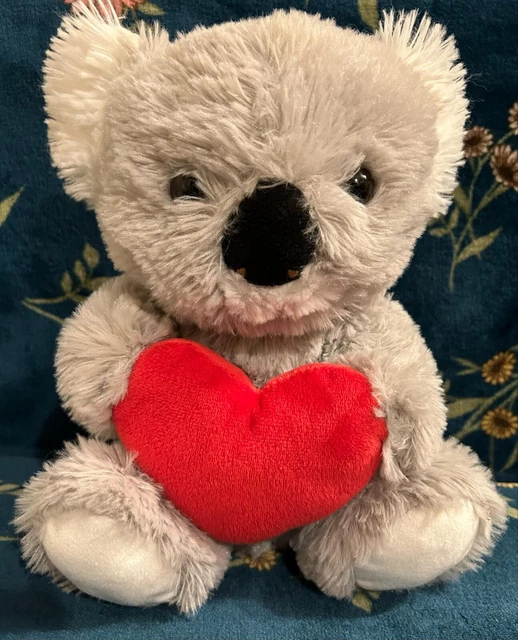 ASDA GREY PLUSH Koala Holding Red Heart Soft Cuddly Toy £9.99 - PicClick UK