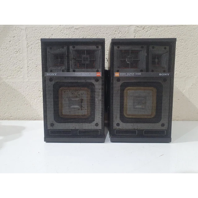 LOT OF 2 Vintage Sony APM-117D Stereo Speakers Wired 3-Way Super Wide ...