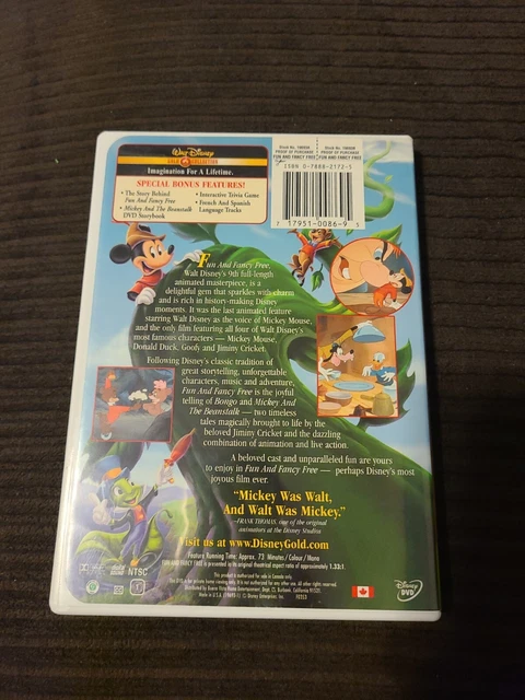 DISNEY FUN AND Fancy Free DVD, 2003 Good Condition French Version ...