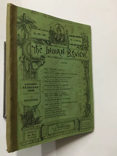 NATESAN, G.A : The Indien Review. Monthly. Volume 8. Février 1907. Pb ... NATESAN, G.A : The Indien Review. Monthly. Volume 8. Février 1907. Pb ...