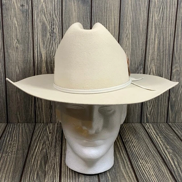 BAILEY WESTERN COWBOY Hat XX Double Fur Wool Felt Cream Natural USA Sz ...