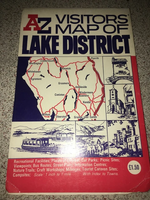 VINTAGE/RETRO 1980/90S COLLINS A-Z Visitors Map Of Lake District (Vg ...