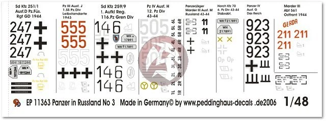 PEDDINGHAUS 1/48 GERMAN Tank & Vehicle Markings Russian Campaign WWII ...