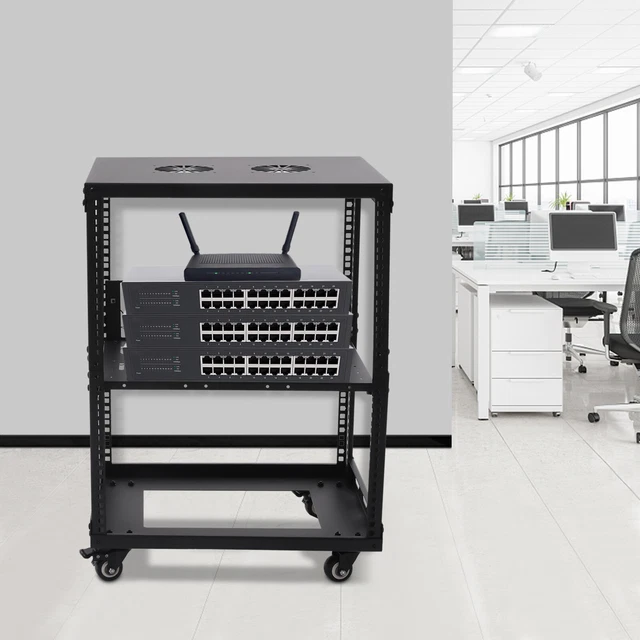 RELAY RACK IRON Open Frame Server Rack 12U 4 Post Network Server Rack ...