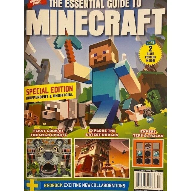 MINECRAFT ESSENTIAL GUIDE NEW COLLABORATIONS 2 giant posters TIPS ...