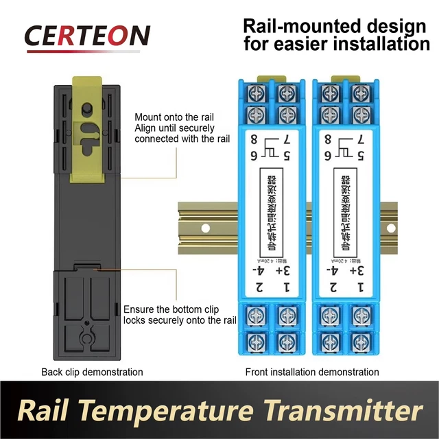 SBWZ-2280 DIN RAIL PT100 Temperature Transmitter Module -50°C+500°C 4 ...