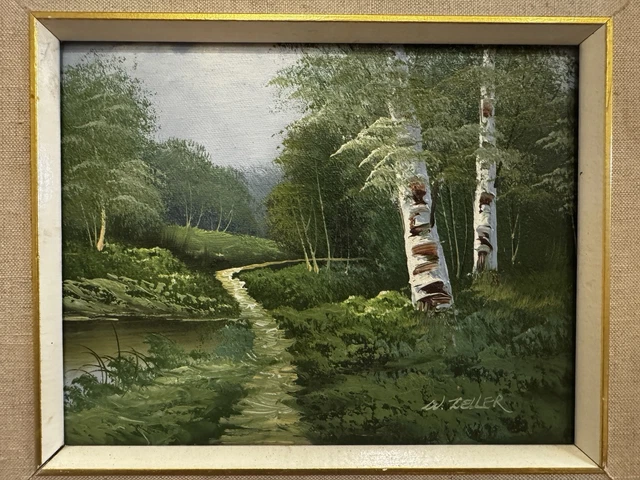 VINTAGE ORIGINAL OIL Painting Signed by W. Zeller – Framed Landscape ...