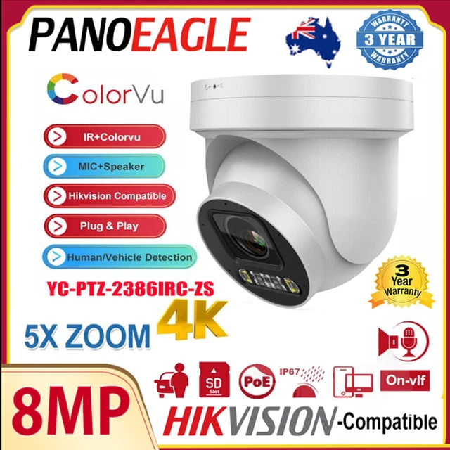 HIKVISION COMPATIBLE 4K 8MP PTZ 5X Zoom IP Camera Dual Light ColorVu+IR ...